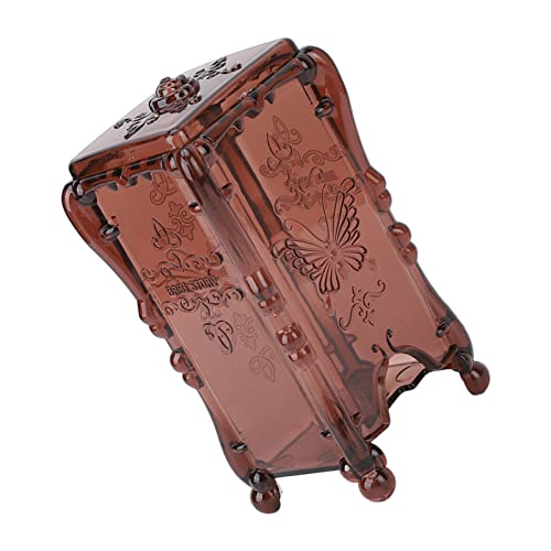 Cotton Pad Holder, Large Capacity ABS, Cute Design, Cotton Dirt Free Makeup Box for Bedroom (Transparent Coffee)