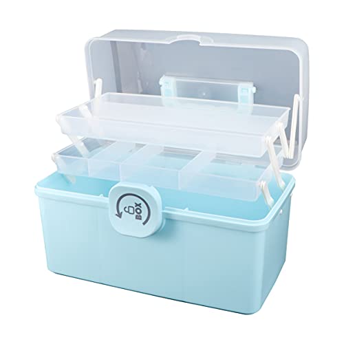 Tofficu Portable Medicine Box Organizer Storage Fold 3- Layer Large Medicine Cabinet Household Medicine Storage Box Medicine Chest Medication Chest Storage Container