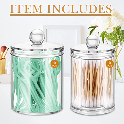 12 Pcs Swab Holder Dispenser Clear Bathroom Jars with Lids Bathroom Organizer Countertop Acrylic Bathroom Canister for Swab, Vanity Makeup Accessories