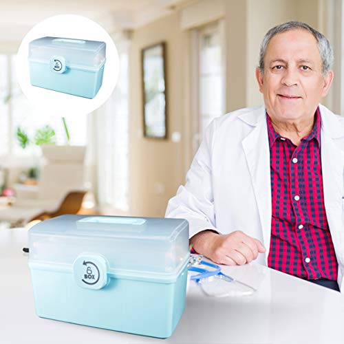 Tofficu Portable Medicine Box Organizer Storage Fold 3- Layer Large Medicine Cabinet Household Medicine Storage Box Medicine Chest Medication Chest Storage Container