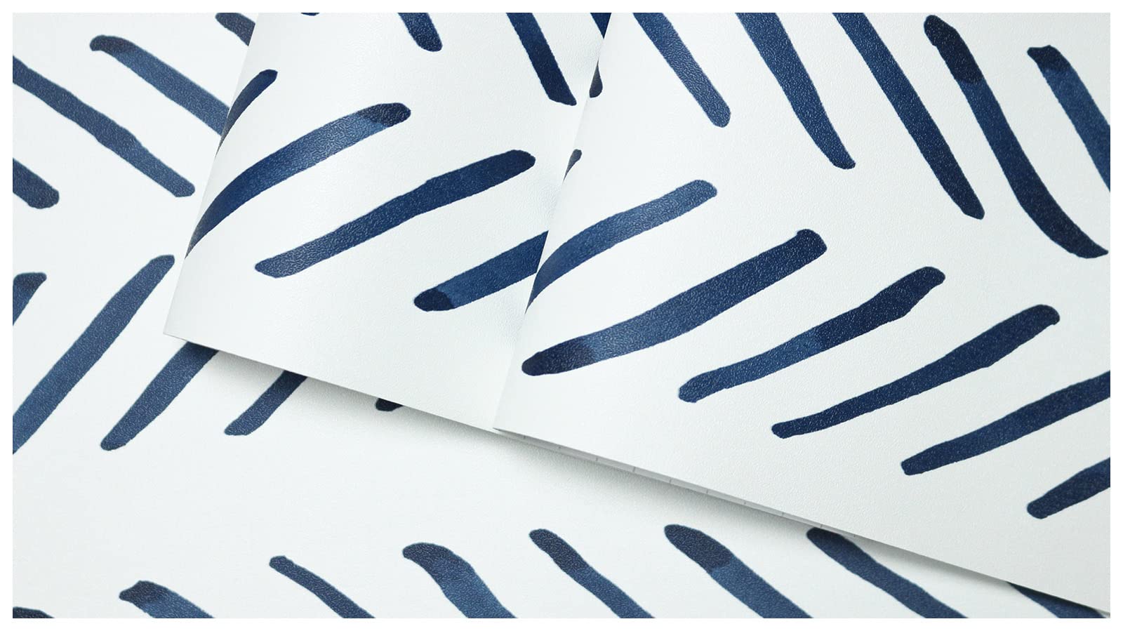 HAOKHOME Boho Peel and Stick Wallpaper Stripe Removable Navy/White Chevron Vinyl Contact Paper Mural for Home Decor 17.7in x 9.8ft