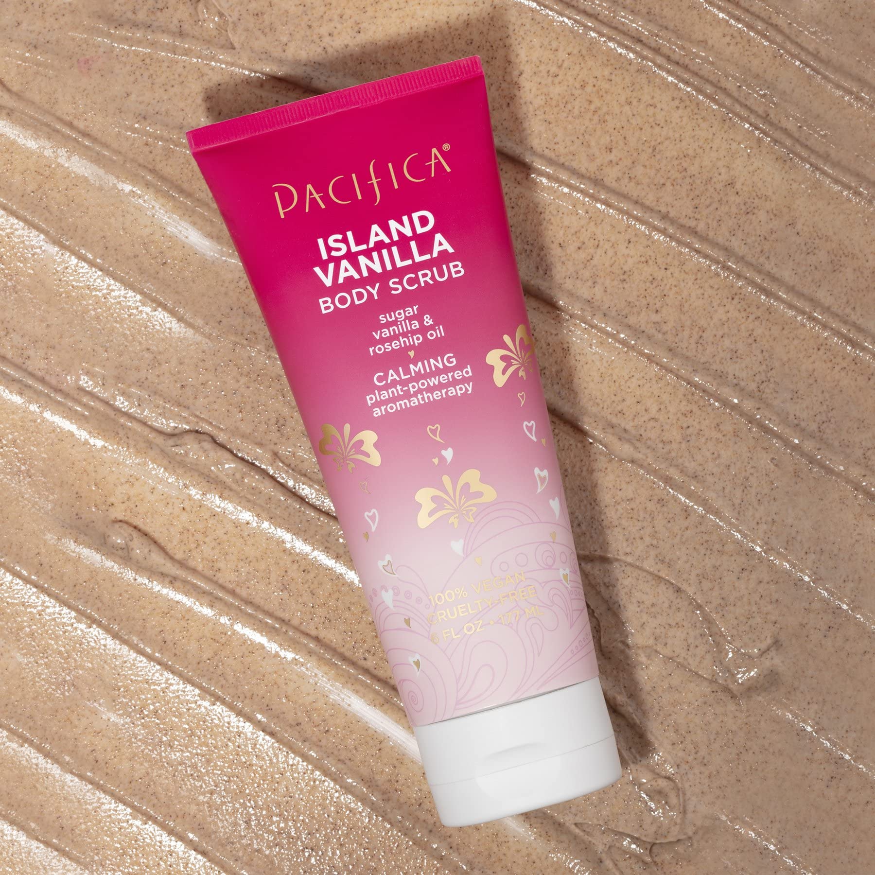 Pacifica Body Scrub - Sugar Island Vanilla Full Body Wash – Exfoliating & Moisturizing w/ Rosehip Oil - Coconut & Vanilla Scented - Clean Beauty Vegan & Cruelty-Free Dermatologist Tested