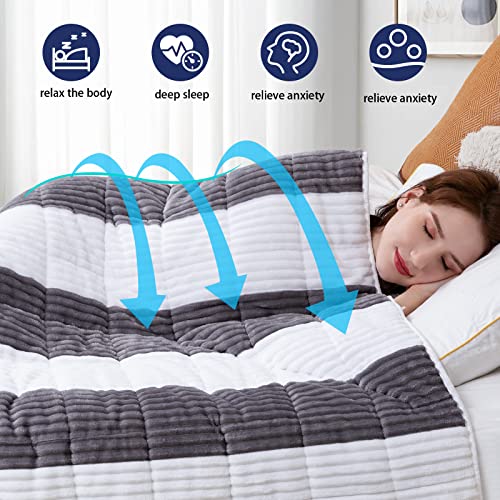 yescool Sherpa Weighted Blanket Twin Size for Adults (48x72 inch, 15 lbs), Soft Fuzzy Fleece Weighted Blanket, Cozy Plush Heavy Blanket Throw for Couch Sofa with Glass Beads, Grey