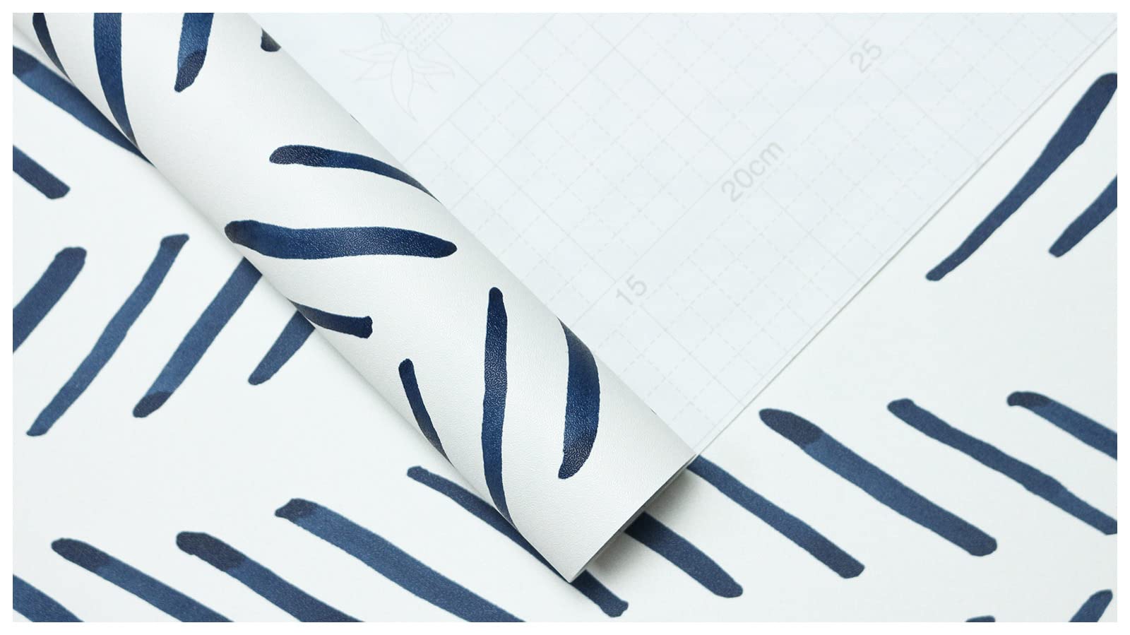 HAOKHOME Boho Peel and Stick Wallpaper Stripe Removable Navy/White Chevron Vinyl Contact Paper Mural for Home Decor 17.7in x 9.8ft