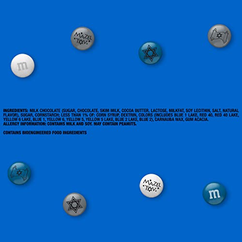 M&M'S Pre-Designed Bar Mitzvah Milk Chocolate Candy - 2lbs of Bulk Candy in Resealable Pack for the Bar Mitzvah Party Sweet Stuff for DIY Commemorative Bar Mitzvah Gift or Party Favors