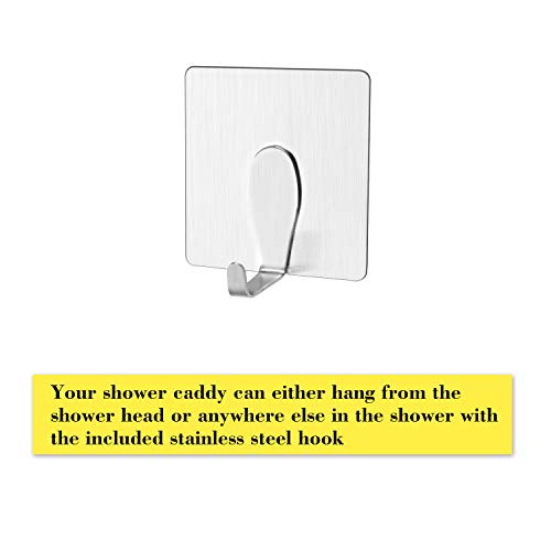 ToiletTree Products Aluminum Rustproof Shower & Bath Caddy - Hanging Storage Organizer with Hooks for Loofahs & Razors - Easy to Assemble Shower Shelf