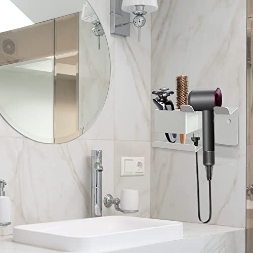 Hair Dryer Holder Wall Mounted, Metal Bathroom Hair Styling Tool Organizer Storage for Blow Dryer Straightener Flat Iron, Hot Hair Tool Holder