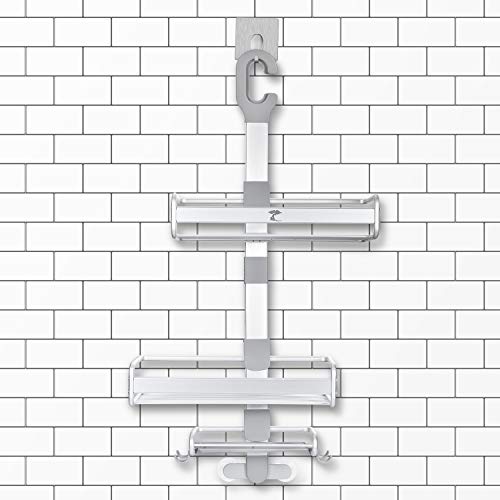 ToiletTree Products Aluminum Rustproof Shower & Bath Caddy - Hanging Storage Organizer with Hooks for Loofahs & Razors - Easy to Assemble Shower Shelf
