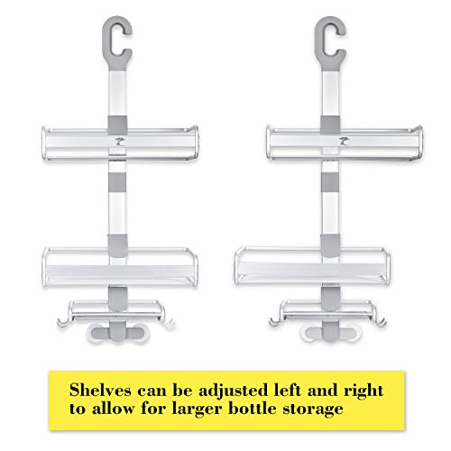 ToiletTree Products Aluminum Rustproof Shower & Bath Caddy - Hanging Storage Organizer with Hooks for Loofahs & Razors - Easy to Assemble Shower Shelf