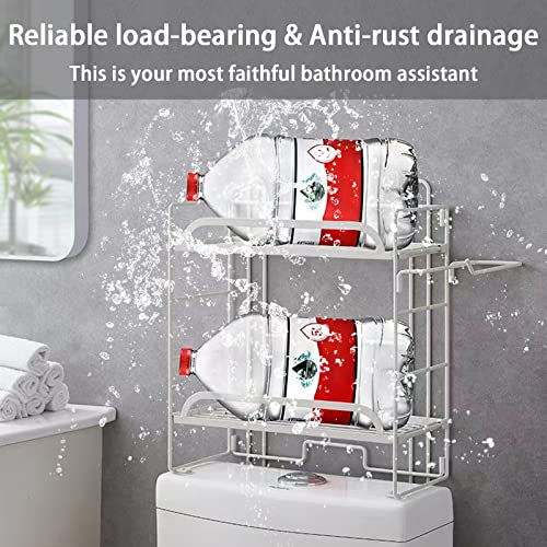 JONZIN Over The Toilet Storage, 2-Tier Large Capacity Bathroom Organizer Shelves, Adjustable Multifunctional Toilet Rack,No Drilling Space Saver with Wall Mounting Design