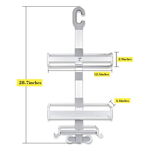 ToiletTree Products Aluminum Rustproof Shower & Bath Caddy - Hanging Storage Organizer with Hooks for Loofahs & Razors - Easy to Assemble Shower Shelf