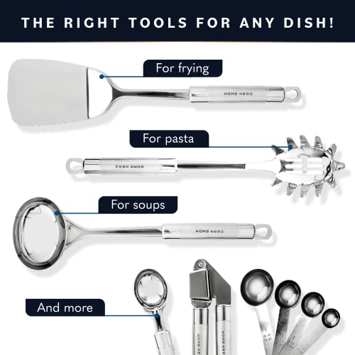 Home Hero Kitchen Utensils Set - Stainless Steel Cooking Utensils Set with Spatula - Kitchen Gadgets & Kitchen Tool Gift 54-pcs Set