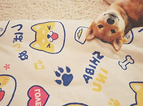 Flannel Fleece Throw Blanket, Cute Shiba Inu Micro Fleece Soft Blanket Throw Blanket