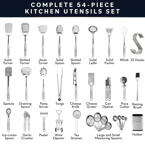 Home Hero Kitchen Utensils Set - Stainless Steel Cooking Utensils Set with Spatula - Kitchen Gadgets & Kitchen Tool Gift 54-pcs Set