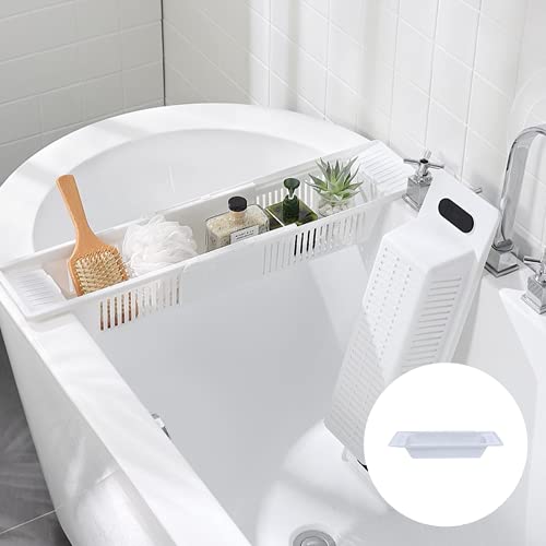 Angoily 1pc Drainer Stretchable Non- Bathtub Shelf Book Retractable Expandable Slip Bottle Tray Bathroom Rack Supplies Bath Organizer Extendable Candle Stand Toy Storing Caddy Bathing
