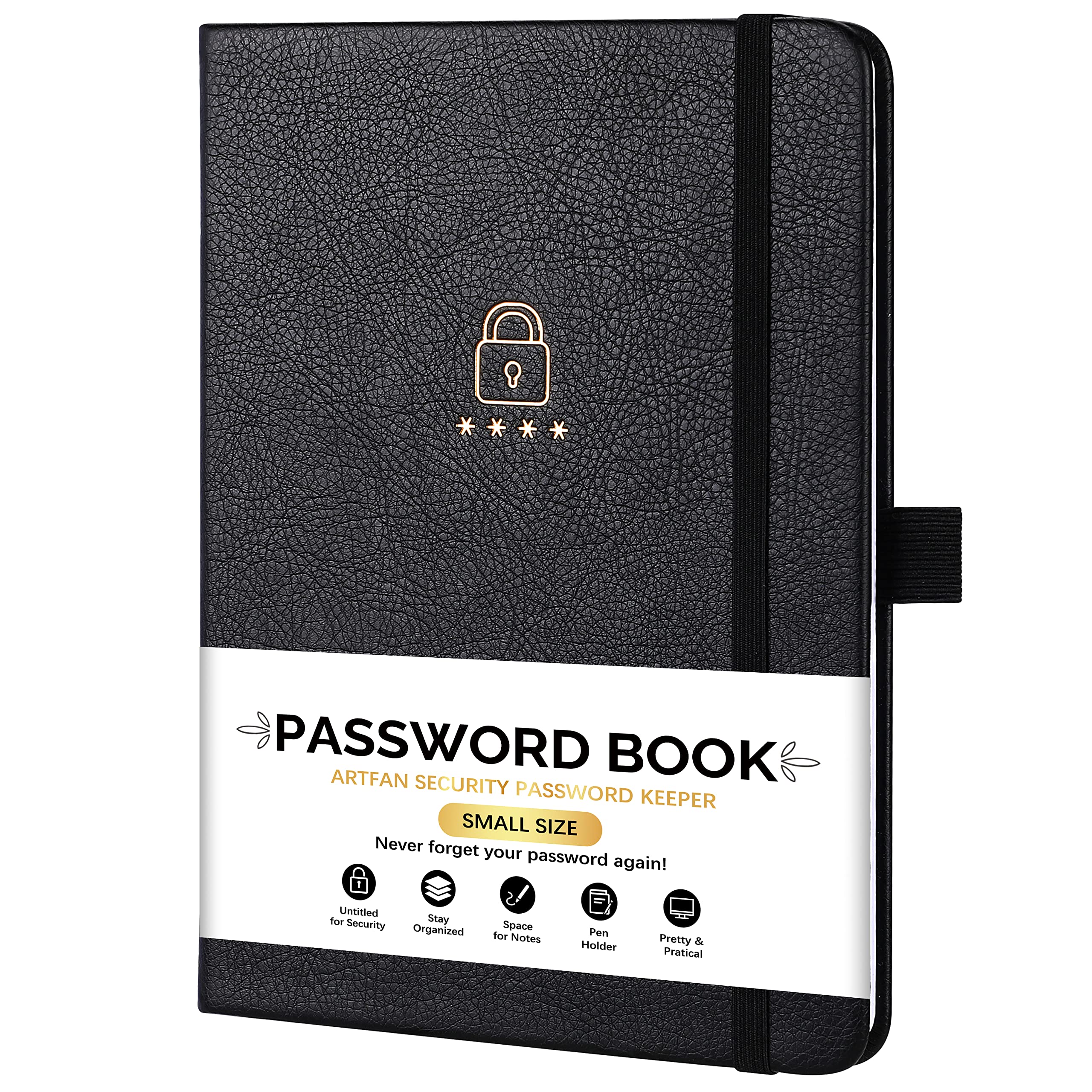 Password Book - Hardcover Password Book with Alphabetical Tabs for Internet Website Address Login, Pocket Size Password Keeper, 5.0" x 6.8", Password Organizer for Home Office Desk Use