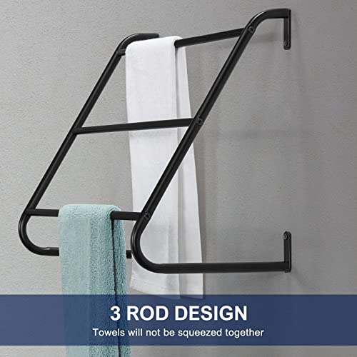 Bathroom Towel Bar, Metal Towel Rack Wall Mounted, 3-Tier Tower Holder Bar Space Saving Towel Racks for Bathroom Black