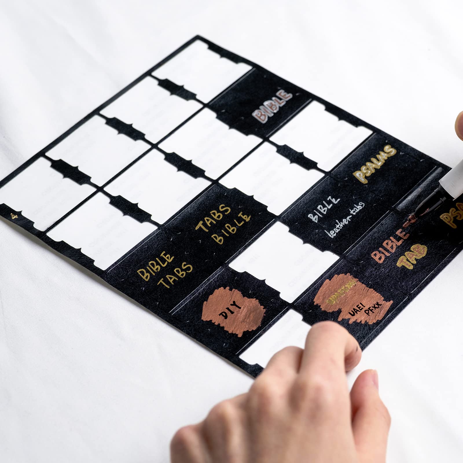 UPAFEXXI-Leather Bible Tabs, Bible Tabs for Women and Men(Gold Foil Lettering) Large Print Stickers, Easy to Read and Apply, 80 Chapters Labels for Easy Navigation(Black)