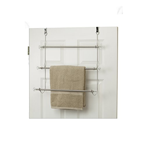 Home Basics TH41069 Over The Door 3-Tier Towel Rack, 21.4" x 5" x 21",Silver