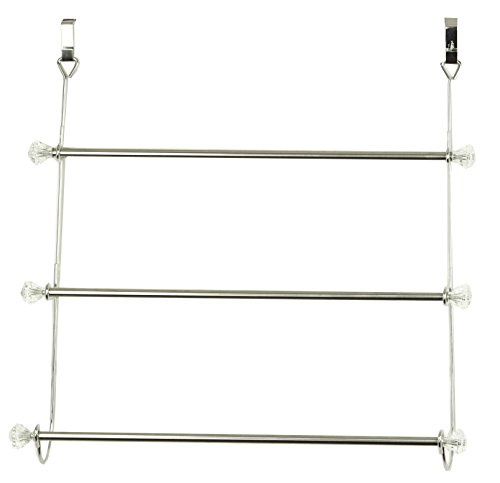 Home Basics TH41069 Over The Door 3-Tier Towel Rack, 21.4" x 5" x 21",Silver