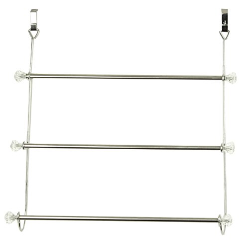 Home Basics TH41069 Over The Door 3-Tier Towel Rack, 21.4" x 5" x 21",Silver