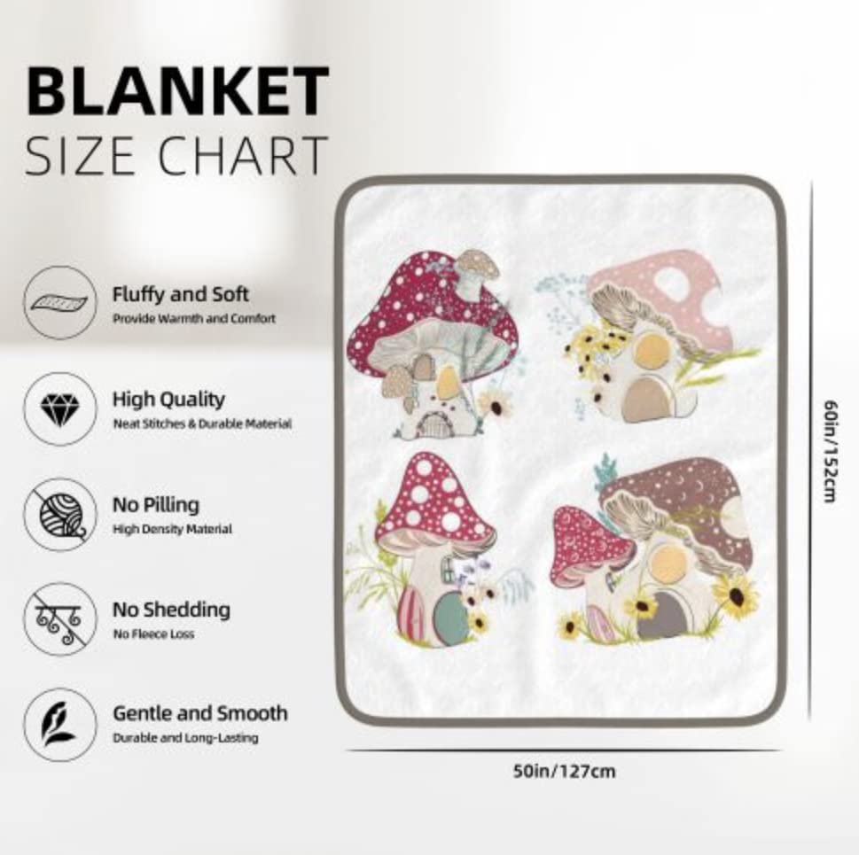 Red Mushroom Blanket, Mushroom Throw Blanket Women Men Kids Cozy Super Soft Flannel Double Layer Plush Bed Blanket ,All Season Blanket Gifts,50x60inch…