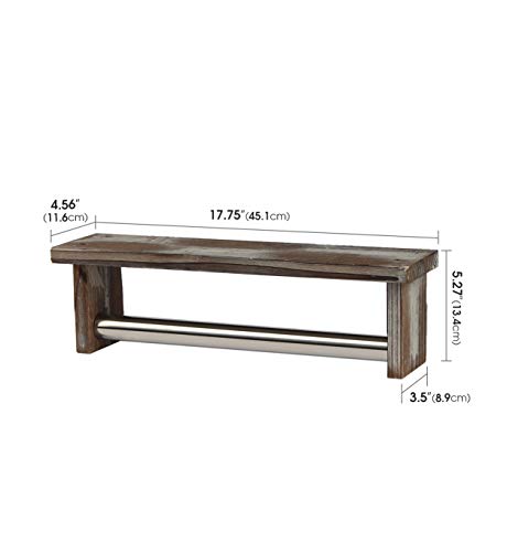 J JACKCUBE DESIGN Rustic Bathroom Shelf Towel Rack Bathroom Shelf Organizer Stainless Towel Bar Hanger Farmhouse Décor Over Toilet - MK608A