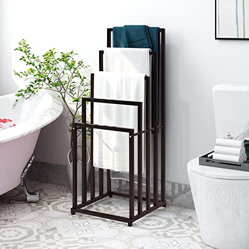 Towel Rack, Towel Bar, Hand Towel Holder,Modern Metal Freestanding 5 Tier Towel Rack Storage Organizer Washcloths Holder for Bathroom Living Room Washroom Brown