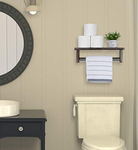 J JACKCUBE DESIGN Rustic Bathroom Shelf Towel Rack Bathroom Shelf Organizer Stainless Towel Bar Hanger Farmhouse Décor Over Toilet - MK608A