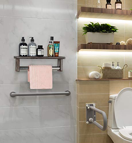 J JACKCUBE DESIGN Rustic Bathroom Shelf Towel Rack Bathroom Shelf Organizer Stainless Towel Bar Hanger Farmhouse Décor Over Toilet - MK608A