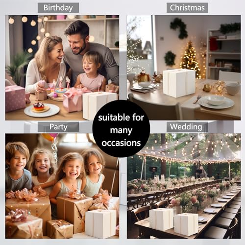 OfficeCastle 10 Pcs White Paper Gift Box with Lids, 8”x8”x6” White Foldable Paper Boxes for Party Presents, Birthday, Bridal Showers, Business