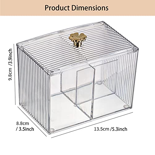 Hexsveyo Qtip Holder Dispenser Bathroom Jar, Cotton Swab Holder With Lids Set, Storage Organizer Box Apothecary Jars Dispenser For Cotton Ball, Cotton Swab, Cotton Round Pads, Floss