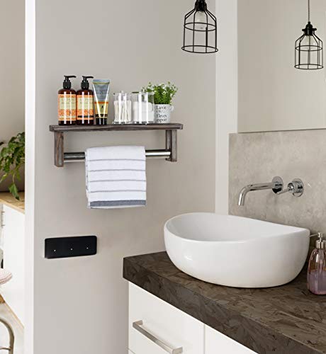 J JACKCUBE DESIGN Rustic Bathroom Shelf Towel Rack Bathroom Shelf Organizer Stainless Towel Bar Hanger Farmhouse Décor Over Toilet - MK608A