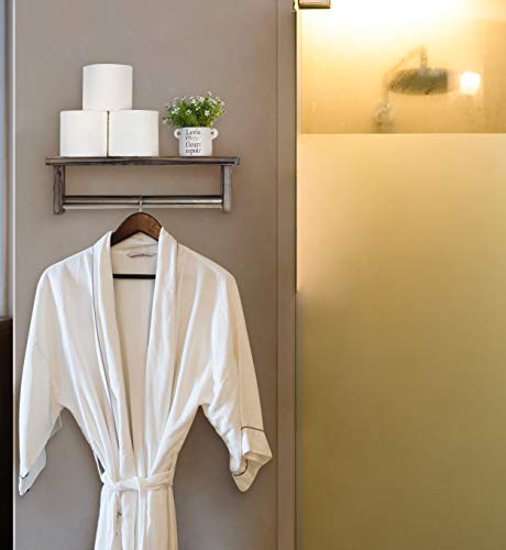 J JACKCUBE DESIGN Rustic Bathroom Shelf Towel Rack Bathroom Shelf Organizer Stainless Towel Bar Hanger Farmhouse Décor Over Toilet - MK608A