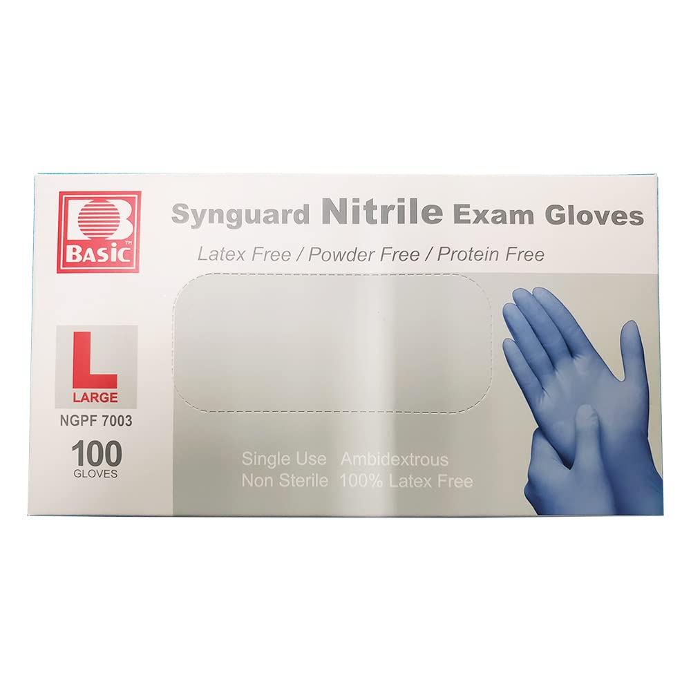 PetroStone Energy Disposable SynGuard Nitrile Exam Gloves NGPF7002, Powder Free, Latex Free, Protein Free, Medical Grade, Blue, Medium, 10 Boxes (1000 Count)