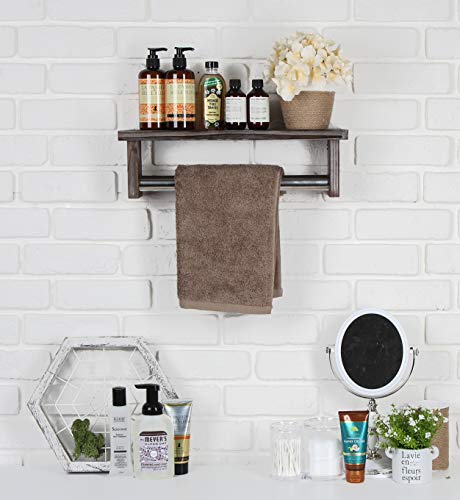 J JACKCUBE DESIGN Rustic Bathroom Shelf Towel Rack Bathroom Shelf Organizer Stainless Towel Bar Hanger Farmhouse Décor Over Toilet - MK608A