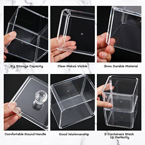 Hair Accessories Organizer for Girls, Stackable Hair Organizer Storage with Lids Acrylic Clear Hair Tie Organizer Bathroom Hair Bow Containers for Girls Headband Scrunchie Makeup Organizing (6 Pieces)