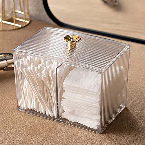 Hexsveyo Qtip Holder Dispenser Bathroom Jar, Cotton Swab Holder With Lids Set, Storage Organizer Box Apothecary Jars Dispenser For Cotton Ball, Cotton Swab, Cotton Round Pads, Floss