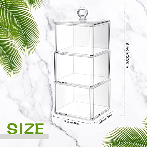 Hair Accessories Organizer for Girls, Stackable Hair Organizer Storage with Lids Acrylic Clear Hair Tie Organizer Bathroom Hair Bow Containers for Girls Headband Scrunchie Makeup Organizing (6 Pieces)