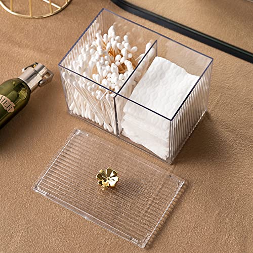 Hexsveyo Qtip Holder Dispenser Bathroom Jar, Cotton Swab Holder With Lids Set, Storage Organizer Box Apothecary Jars Dispenser For Cotton Ball, Cotton Swab, Cotton Round Pads, Floss