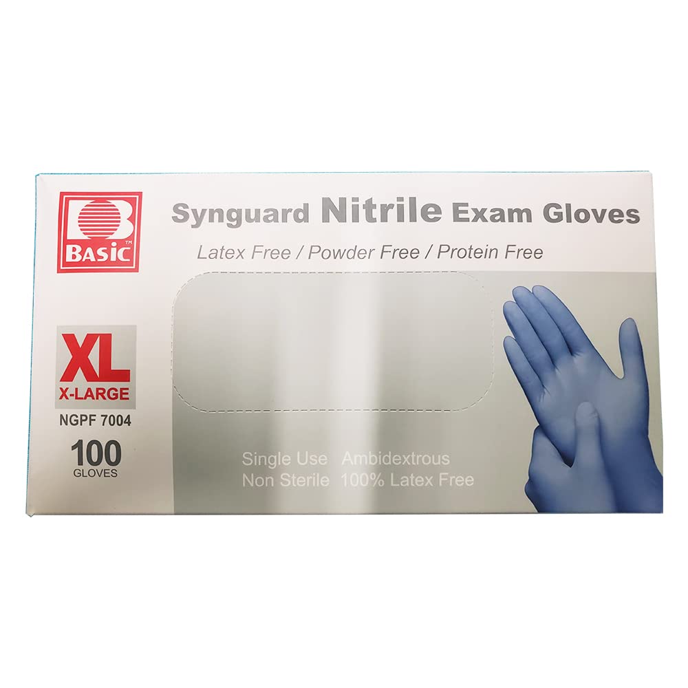 PetroStone Energy Disposable SynGuard Nitrile Exam Gloves NGPF7002, Powder Free, Latex Free, Protein Free, Medical Grade, Blue, Medium, 10 Boxes (1000 Count)