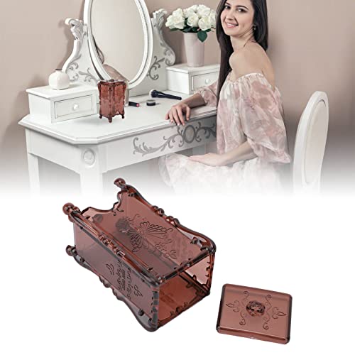 Agatige Cotton Pad Holder, Butterfly Rose Flower Cotton Pad Dispenser with Cover for Home(Translucent Coffee)