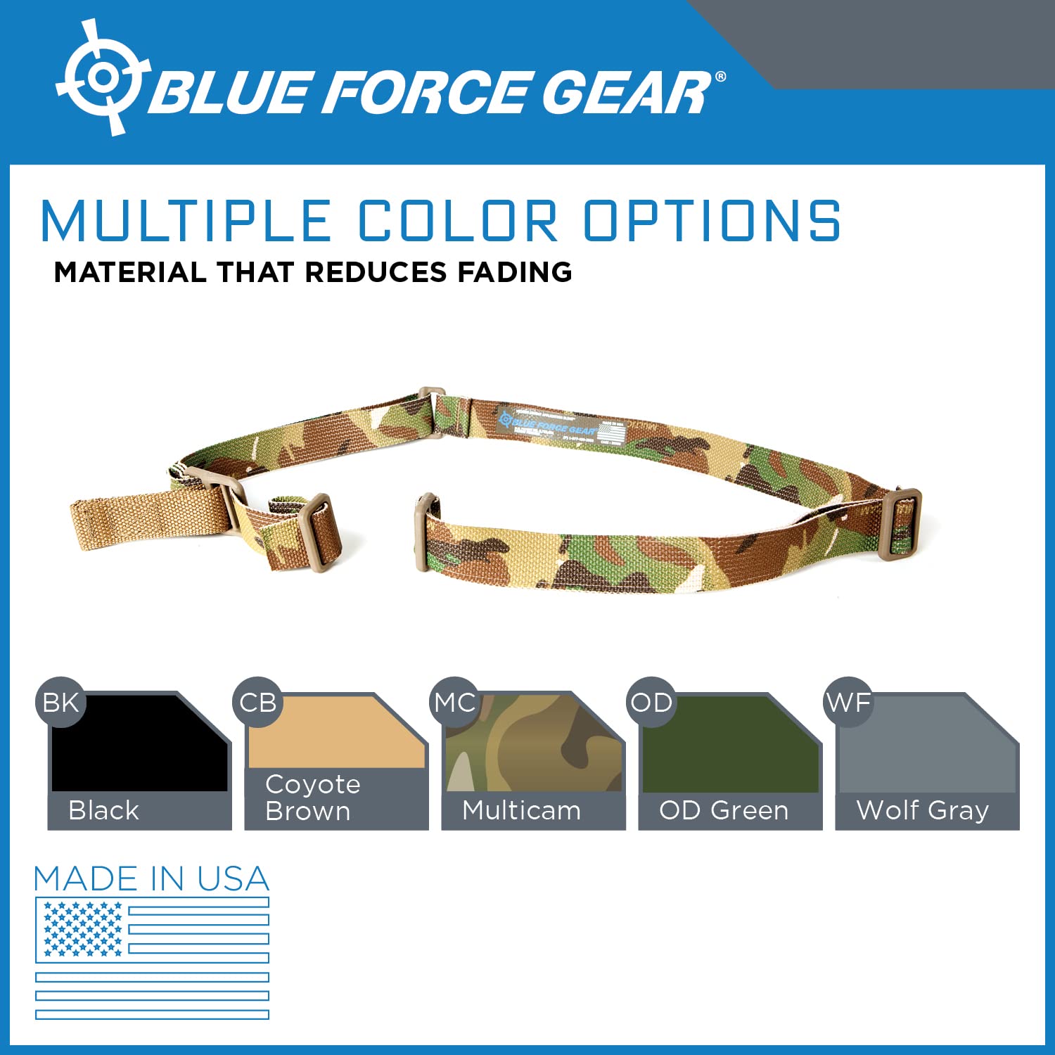 Blue Force Gear Vickers Sling | 2 Point Sling Adjusts for Carrying Positions | 54-64 inches (Black)