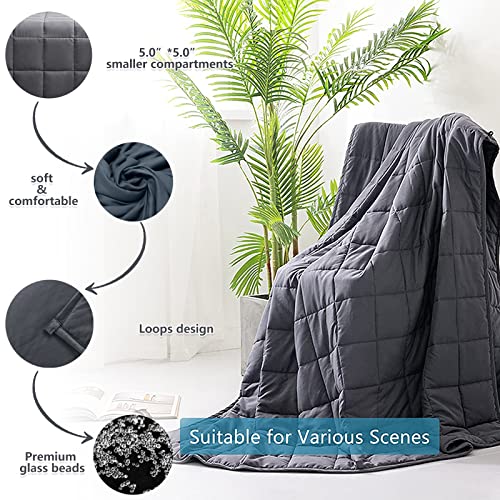 ZFITEI Weighted Blanket 60"x80" 20 Lbs for Adults Blankets(Dark Grey)