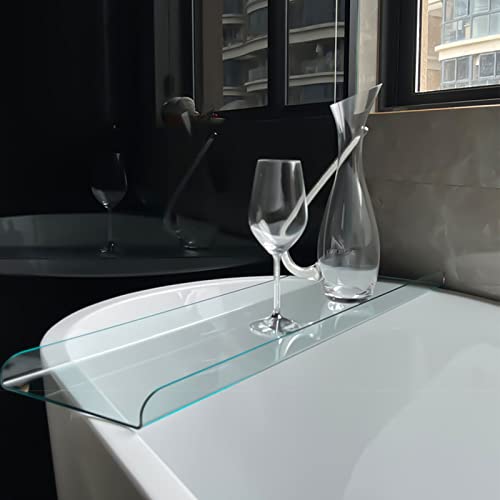 Clear Bathtub Caddy Tray, Bathroom Storage Rack, Acrylic Bath Rack, Tub Shelf, Tub Tray Accessories for Bath,35.4" Lx7.9 Wx1.2 H,Clear