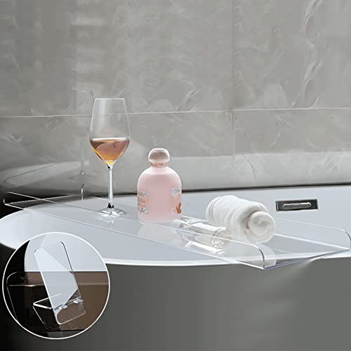 Clear Bathtub Caddy Tray, Bathroom Storage Rack, Acrylic Bath Rack, Tub Shelf, Tub Tray Accessories for Bath,35.4" Lx7.9 Wx1.2 H,Clear