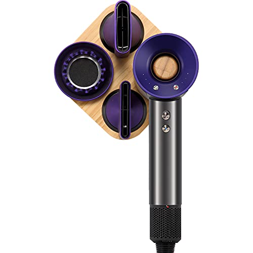 JUBECO Wood Wall Mount Holder for Dyson Hair Dryer, Wood + Metal Wall Bracket Frame for Dyson Supersonic Hair Dryer. (Bamboo)