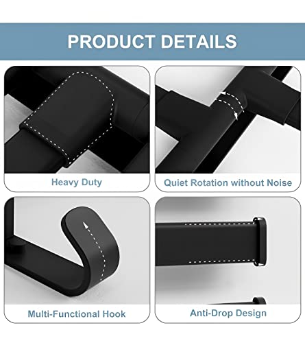 Swivel Towel Rack 2 Arms, Aluminium Two in ONE Towel Racks for Bathroom Space Saving Swing Out 180° Rotation- Strong Design Matte Black