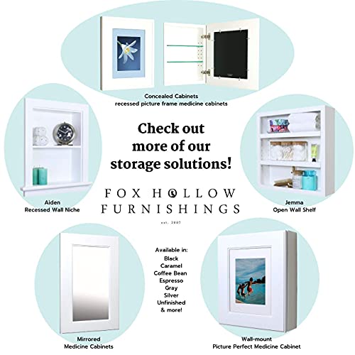 Fox Hollow Furnishings Landscape Recessed Picture Frame Medicine Cabinet (14" W x 11" H) - Black
