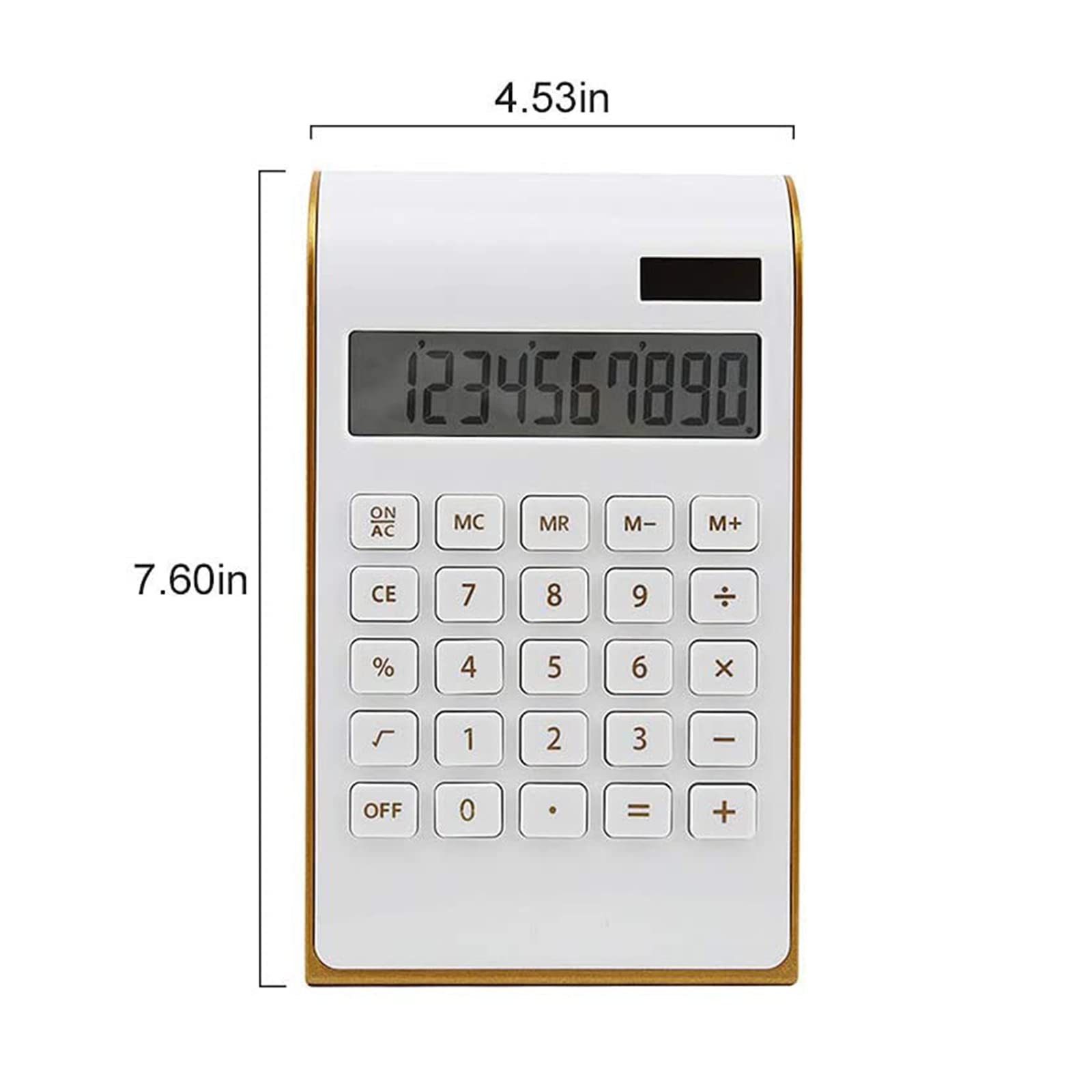 XYSRZ Calculator, Slim Elegant Design, Office/Home Electronics, Dual Powered Desktop Calculator, Solar Power, 10 Digits, Tilted LCD Display, Inclined Design, White,1- Pack